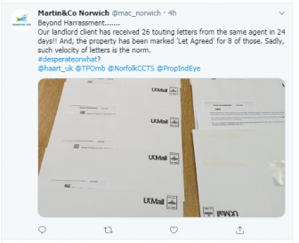 Agent complains that sheer number of rival's touting letters is 'beyond ...